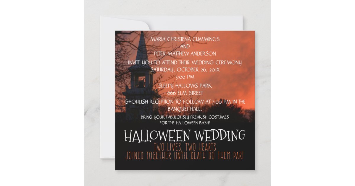 Spooky Church Halloween Wedding Invitation | Zazzle