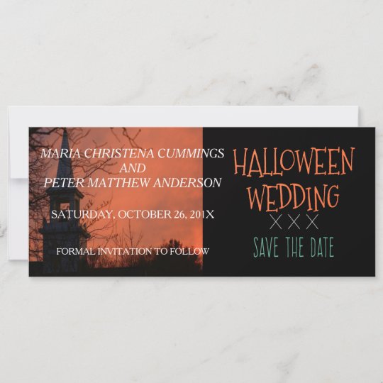 Spooky Church Halloween Wedding Save The Date Card | Zazzle.com