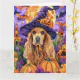 Spooky Cocker Spaniel Dog Halloween Witch Pumpkin Card | Zazzle