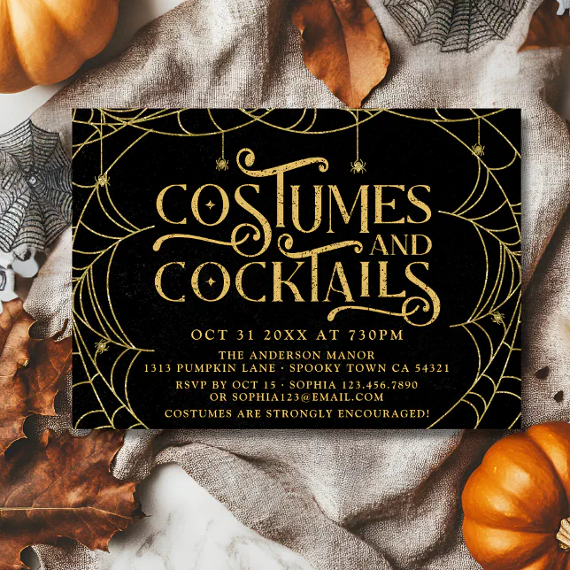 Spooky Costumes and Cocktails Adult Halloween Invitation | Zazzle