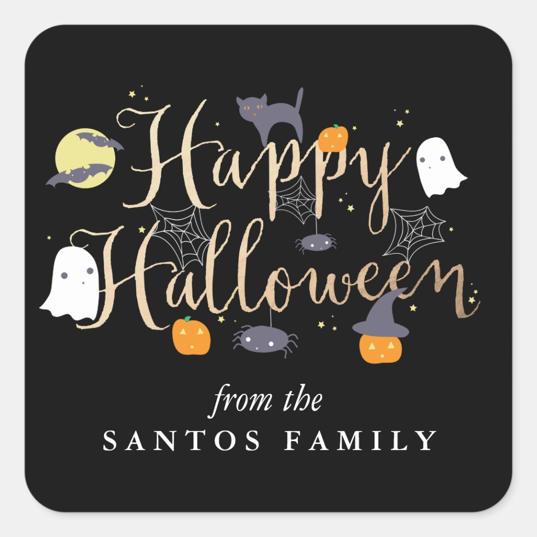 Spooky Critters Halloween Square Sticker | Zazzle