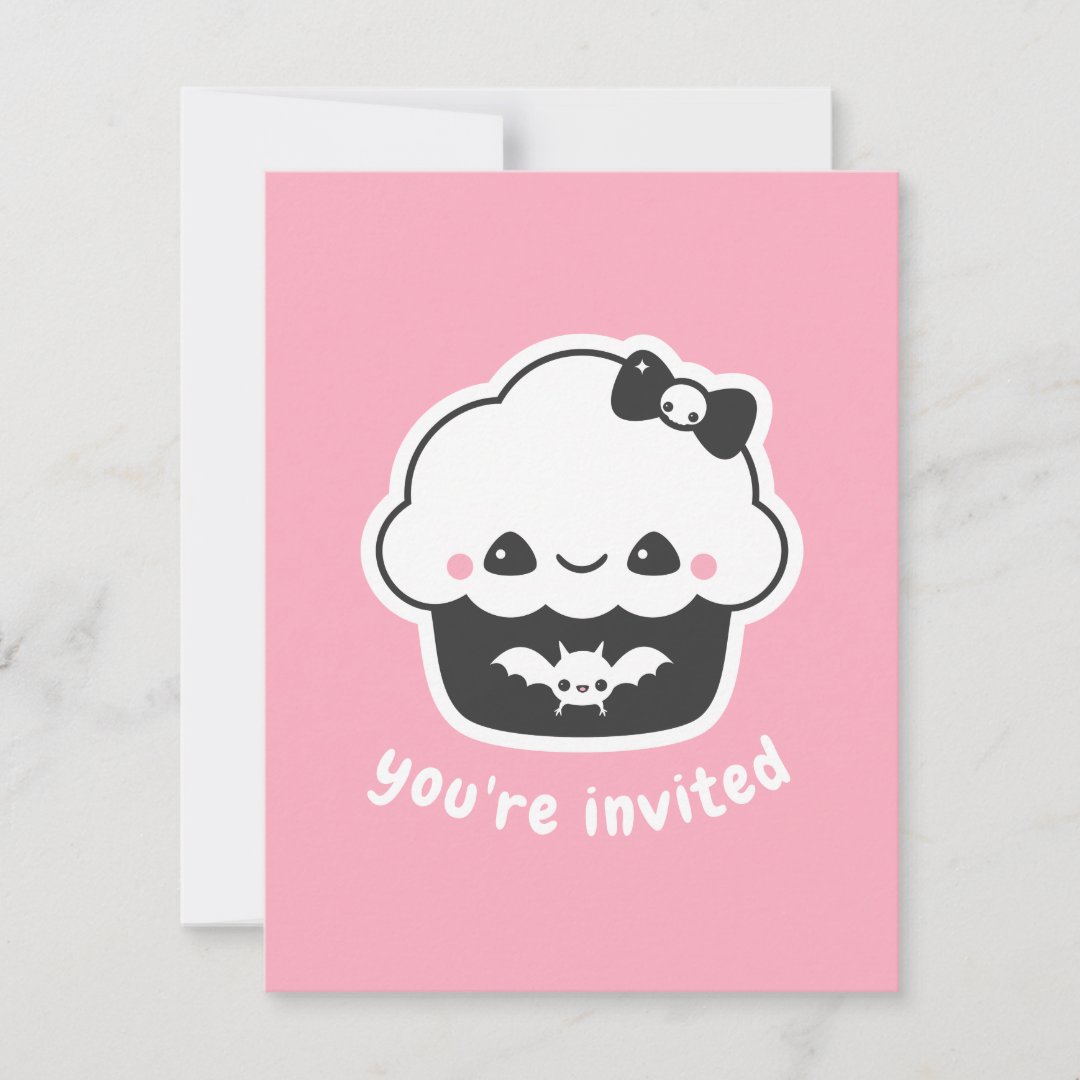 Spooky Cute Cupcake Birthday Party Invitation | Zazzle