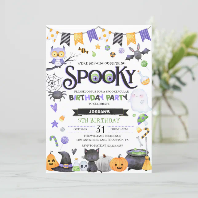Spooky Cute Ghost Halloween Birthday Party Invitation | Zazzle