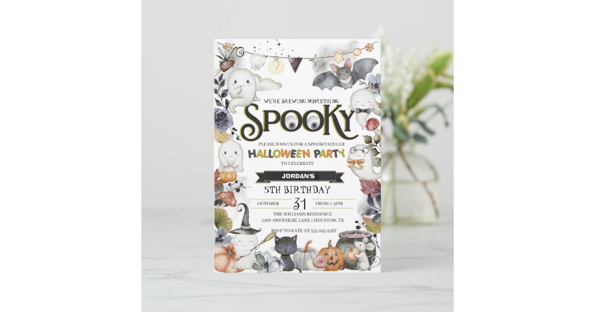 Spooky Cute Ghost Halloween Party Invitation | Zazzle