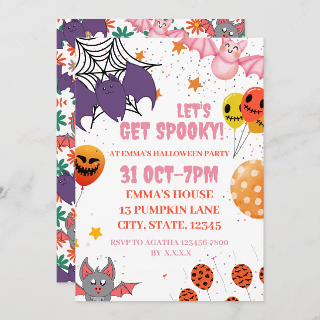 Spooky Cute Halloween Printable Party Invitation | Zazzle