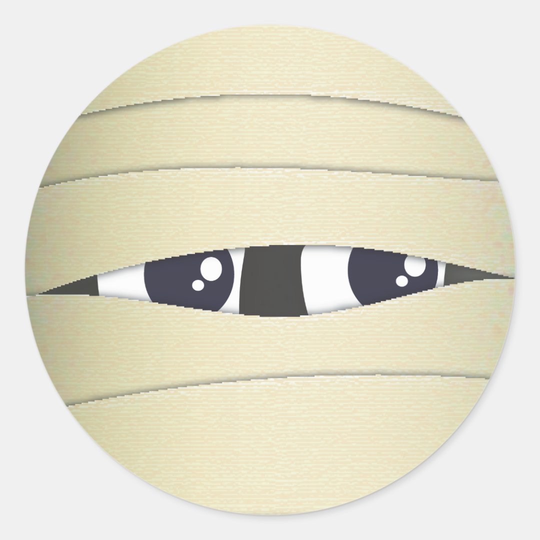 Spooky Cute Mummy Head Halloween Sticker | Zazzle