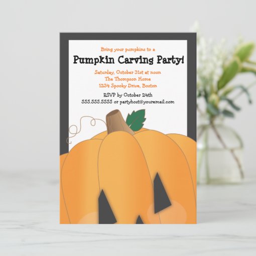 Spooky Cute Pumpkin Carving Halloween Party Invitation | Zazzle