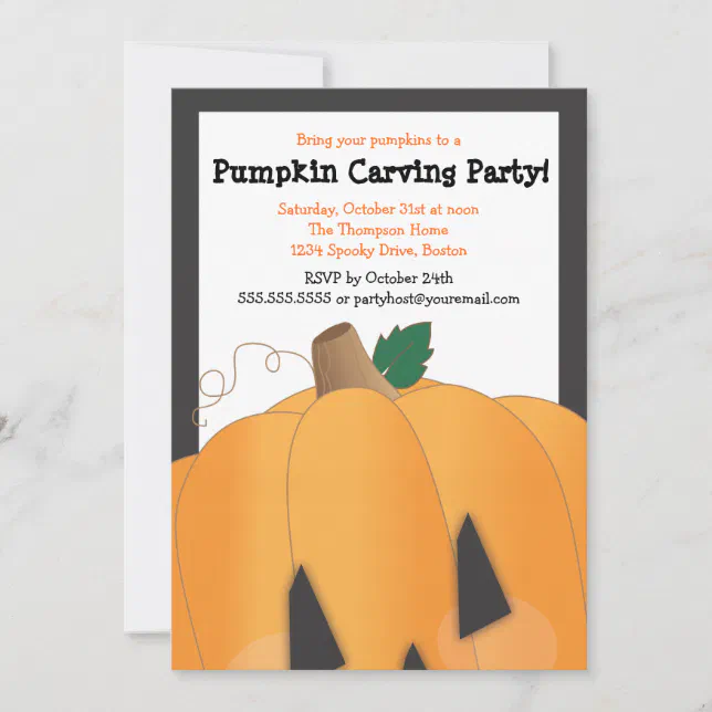 Spooky Cute Pumpkin Carving Halloween Party Invitation | Zazzle