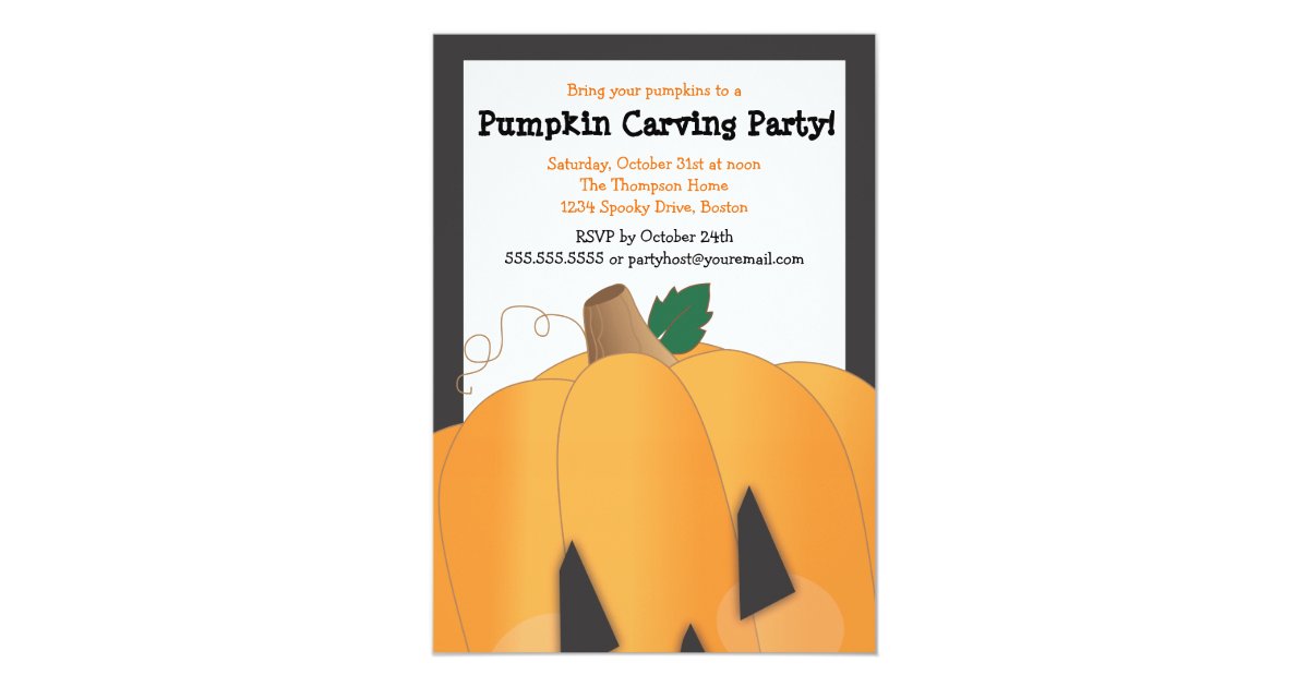 Spooky Cute Pumpkin Carving Halloween Party Invitation | Zazzle.com
