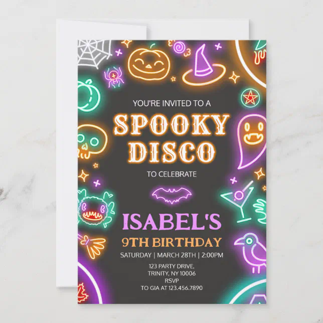 Spooky Disco Halloween Birthday Invitation | Zazzle