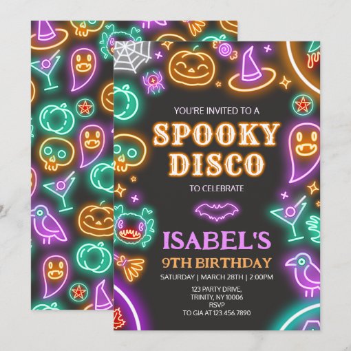 Spooky Disco Halloween Birthday Invitation | Zazzle