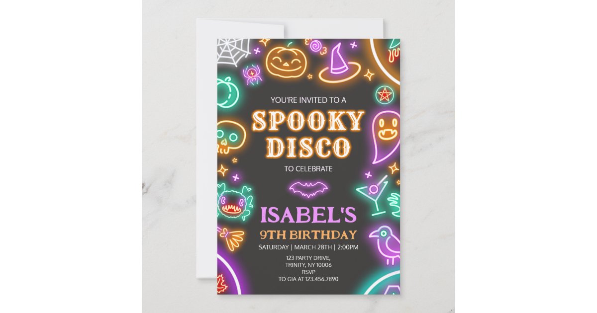 Spooky Disco Halloween Birthday Invitation | Zazzle