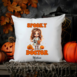Spooky Doctor Personalized Name Halloween Gift Throw Pillow | Zazzle