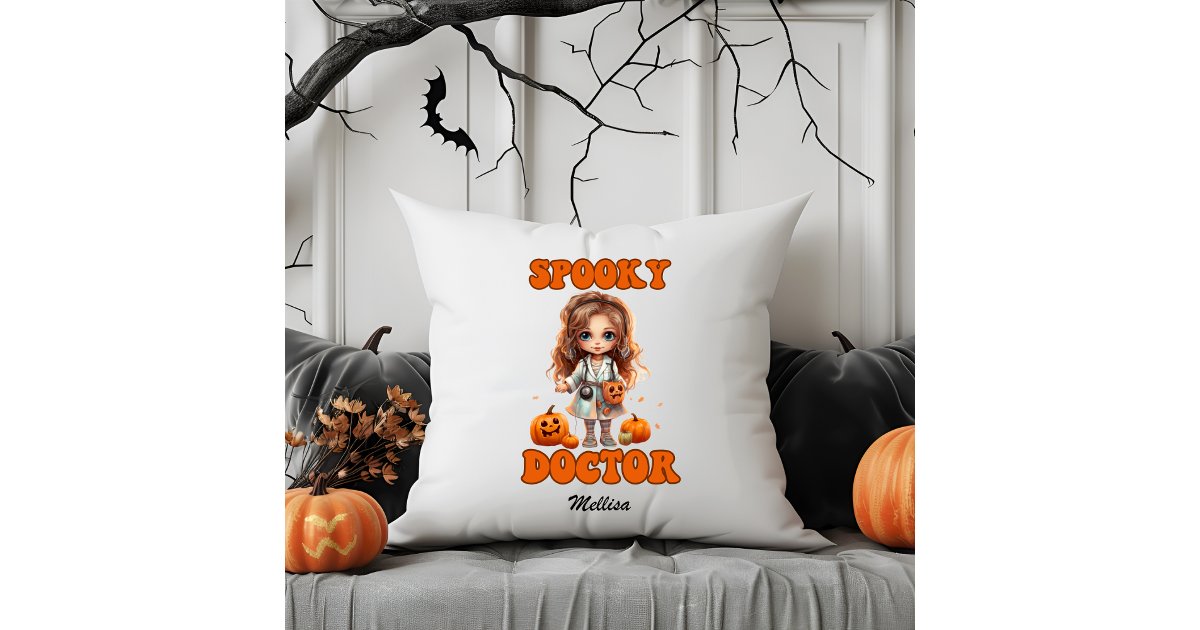 Spooky Doctor Personalized Name Halloween Gift Throw Pillow | Zazzle