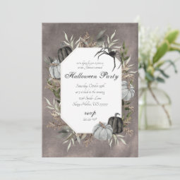 Spooky Elegance Neutral Spider Halloween Invitation | Zazzle