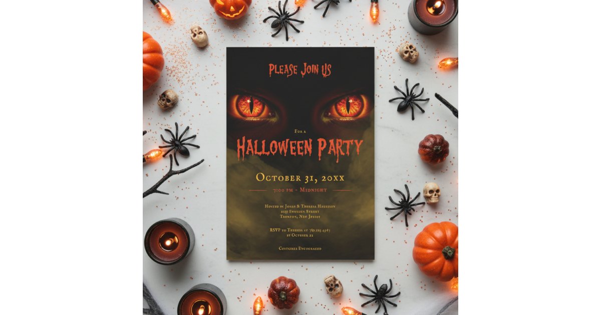 Spooky Evil Eyes Adult Halloween Party Invitation | Zazzle