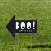 Spooky Eyes Halloween Black & White Arrow Bathroom Sign | Zazzle