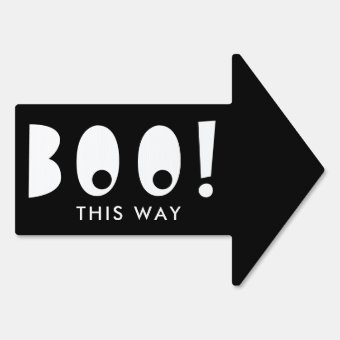Spooky Eyes Halloween Black & White Arrow Sign | Zazzle