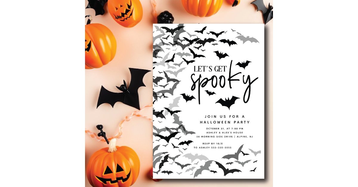 Spooky Flying Bat Halloween Party Invitation | Zazzle