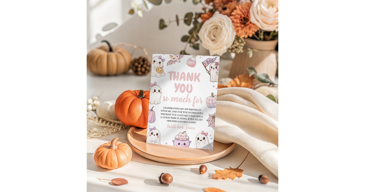 Spooky Ghost 1st Birthday Thank You Card | Zazzle