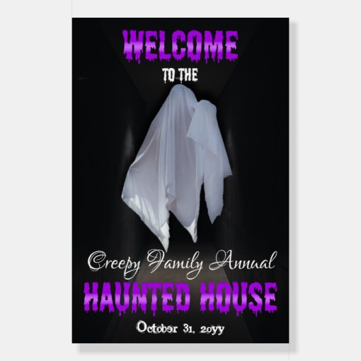 Spooky Ghost Dark Hallway Haunted House Welcome Foam Board | Zazzle
