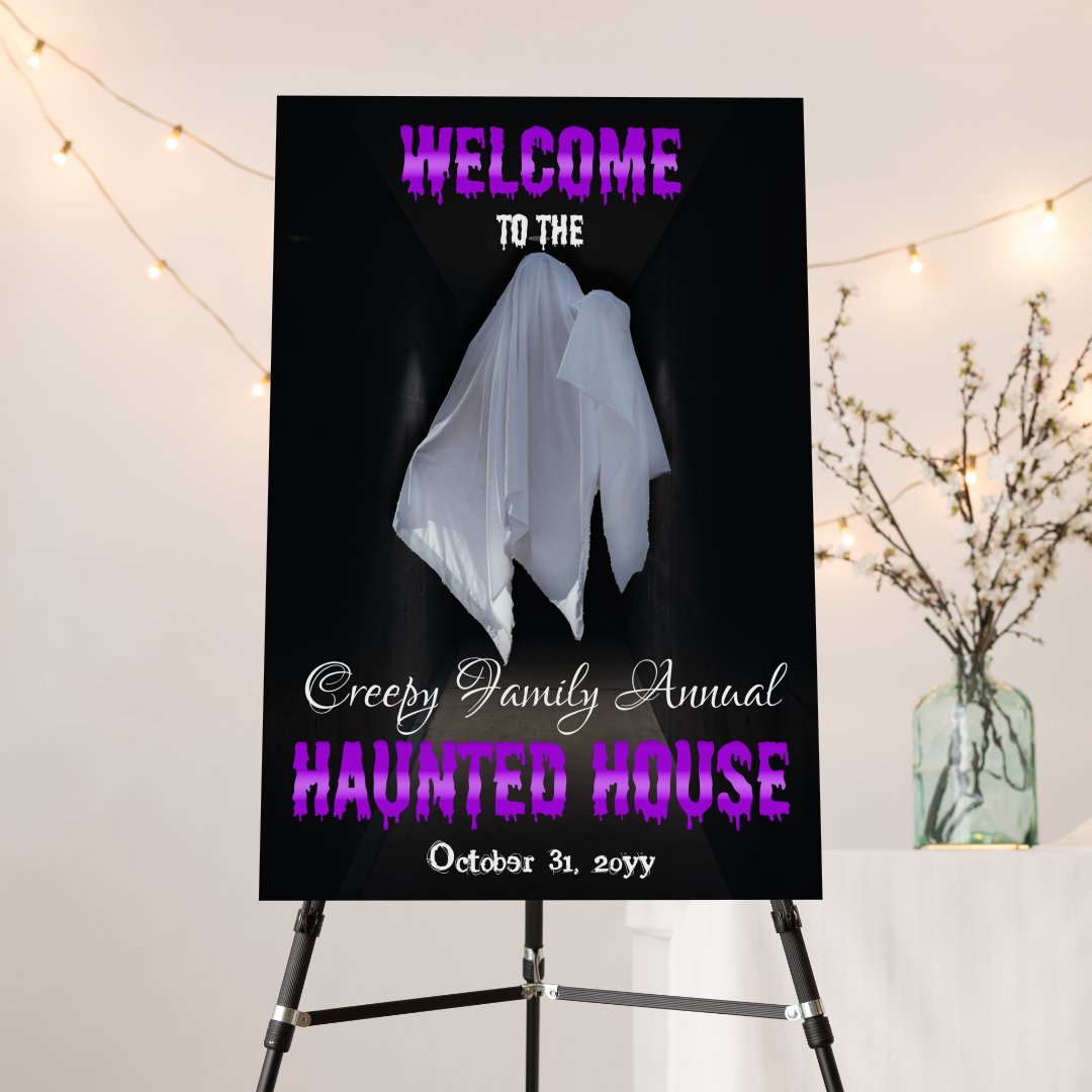 Spooky Ghost Dark Hallway Haunted House Welcome Foam Board | Zazzle