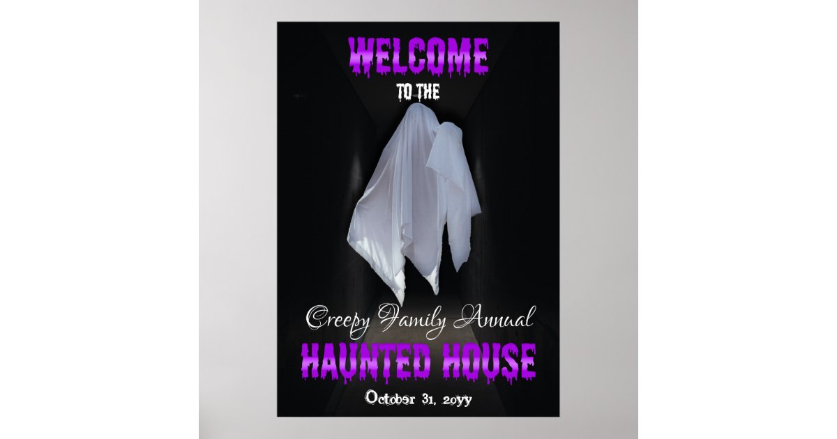 Spooky Ghost Dark Hallway Haunted House Welcome Poster | Zazzle
