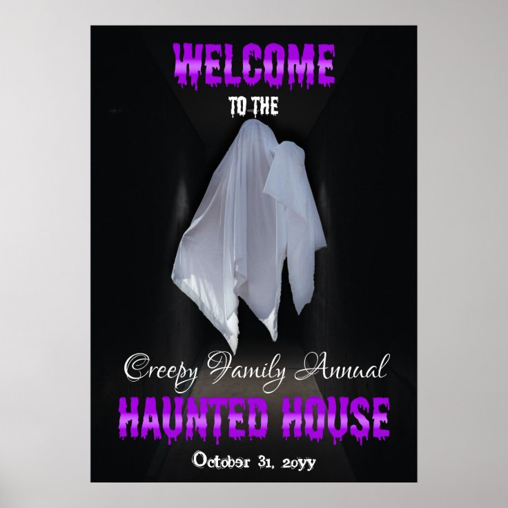 Spooky Ghost Dark Hallway Haunted House Welcome Poster | Zazzle