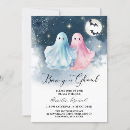 Spooky Ghost Ghoul Halloween Gender Reveal Invitation | Zazzle