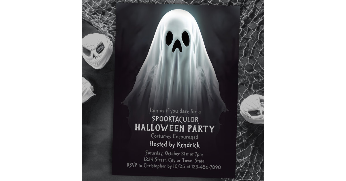 Spooky Ghost Halloween Costume Party Invitation | Zazzle