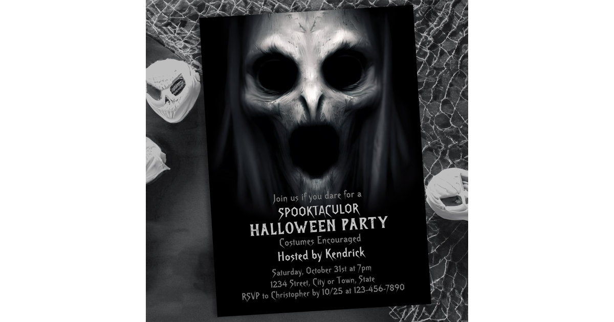 Spooky Ghost Halloween Costume Party Invitation | Zazzle