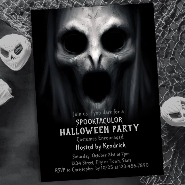 Spooky Ghost Halloween Costume Party Invitation | Zazzle