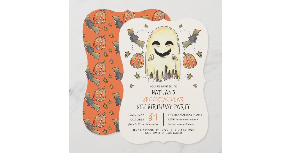 Spooky Ghost Halloween Kid Birthday Party Invitation | Zazzle