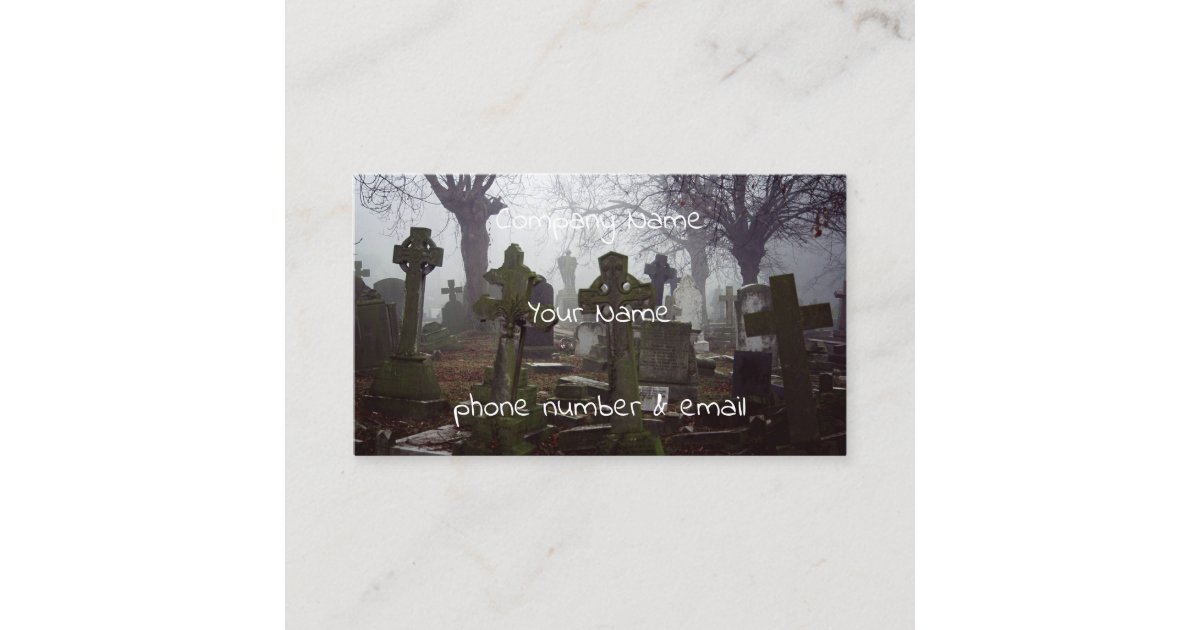 spooky graveyard business card | Zazzle