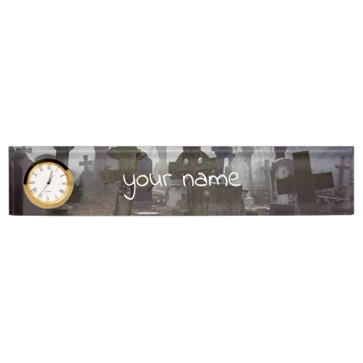 spooky graveyard desk name plate | Zazzle