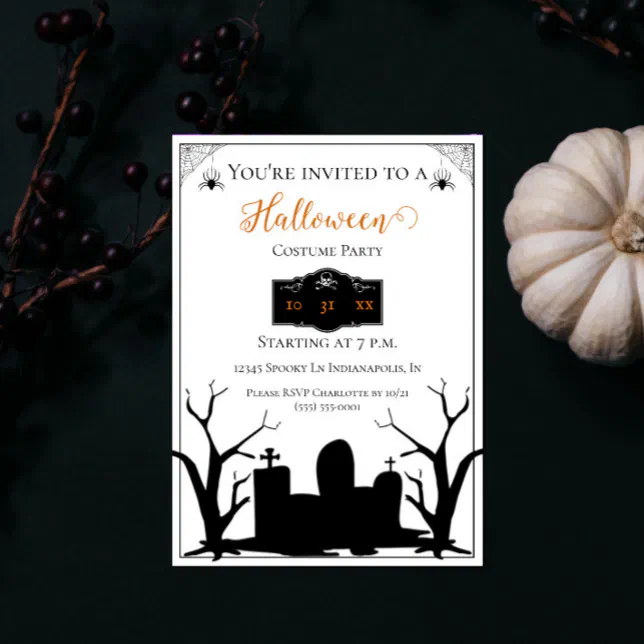 Spooky Graveyard Halloween Costume Party Invitation | Zazzle