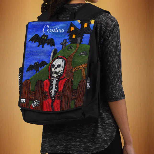 Spooky Grim Reaper Skeleton Red Cape Bats Backpack | Zazzle