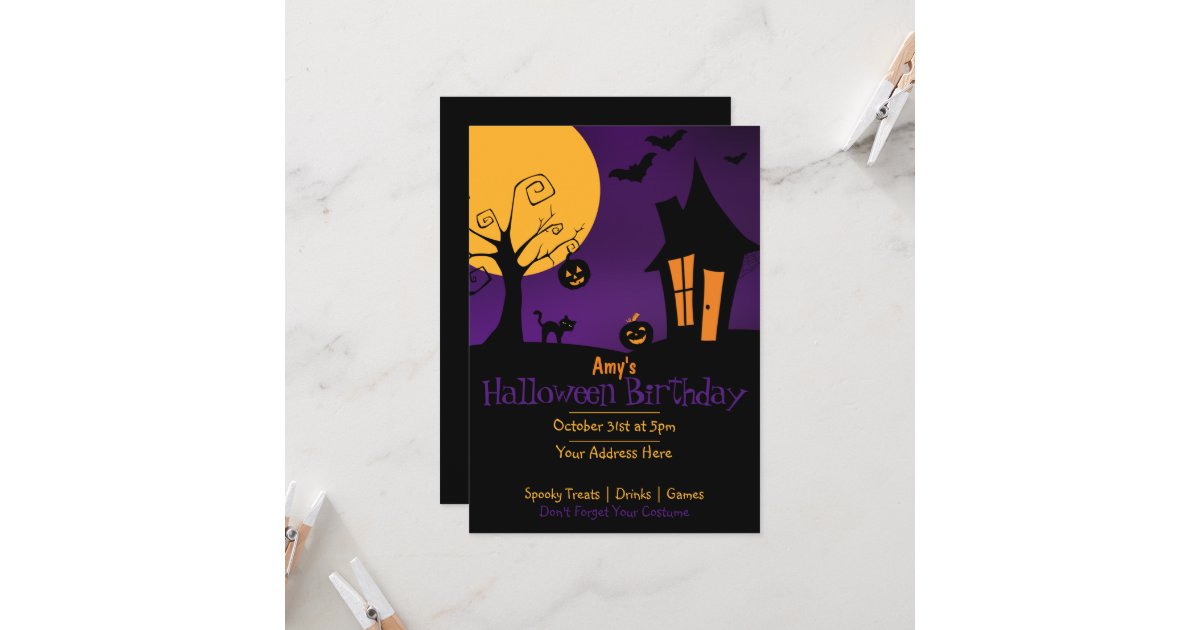 Spooky Halloween Birthday Invitation | Zazzle