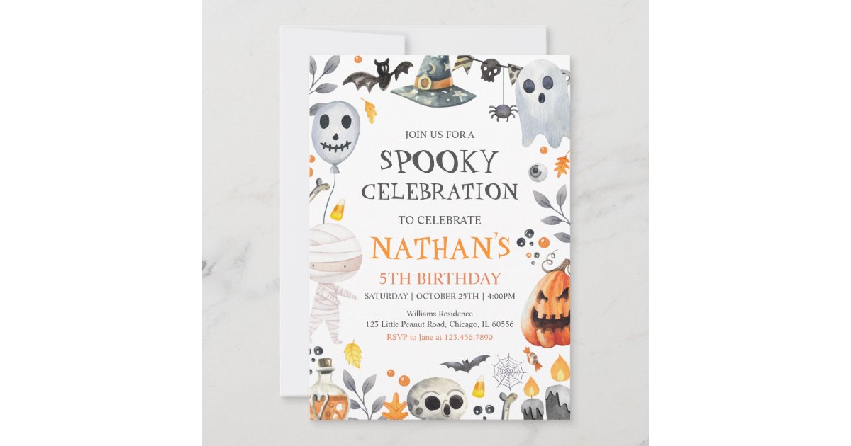 Spooky Halloween Birthday Invitation | Zazzle