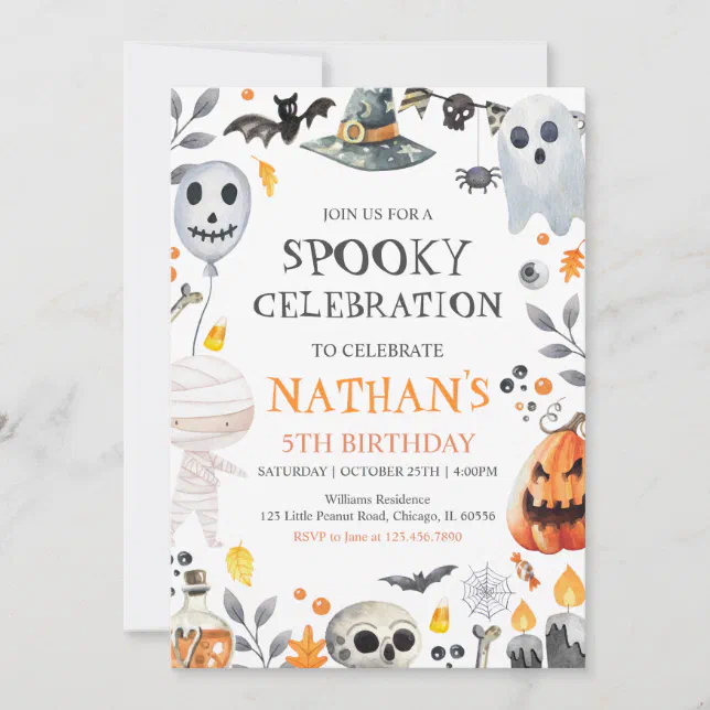 Spooky Halloween Birthday Invitation | Zazzle