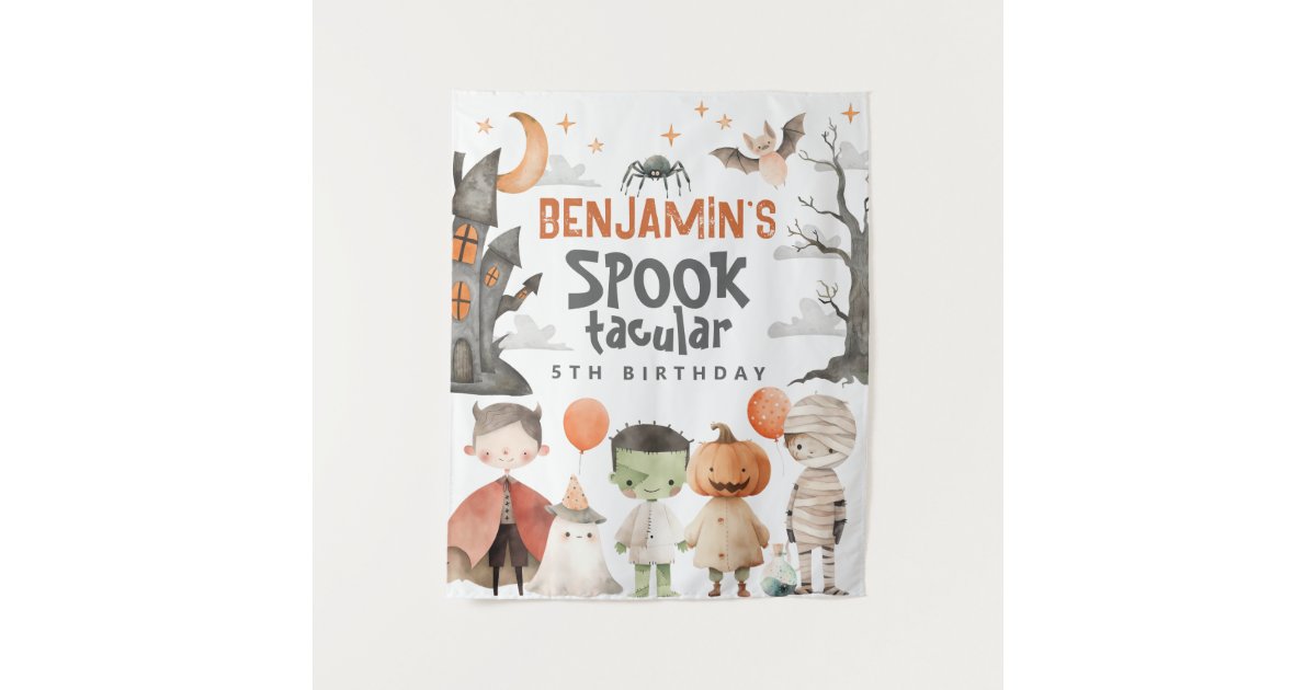 Spooky Halloween Birthday Party Backdrop | Zazzle