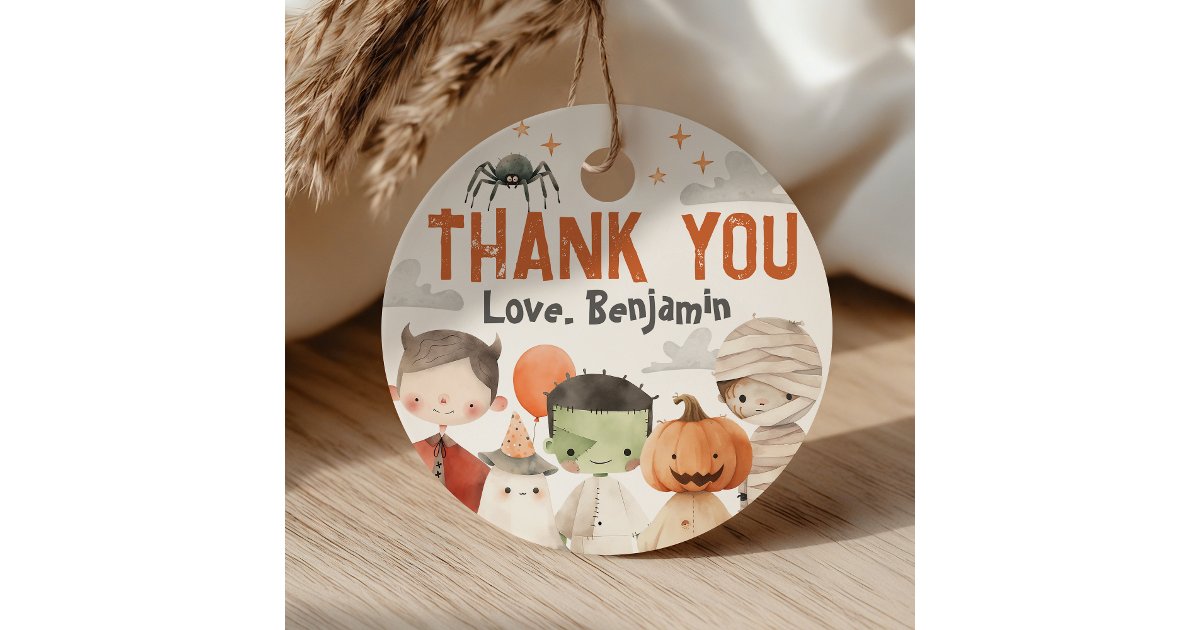 Spooky Halloween Birthday Party Favor Tags | Zazzle