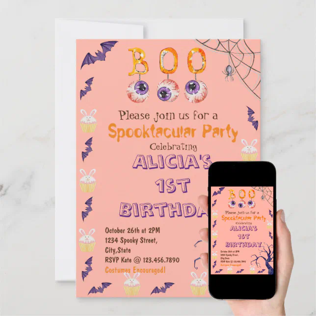 Spooky Halloween Costume Birthday Party Invitation | Zazzle