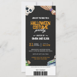 Spooky Halloween Costume Party Ticket Invitation | Zazzle