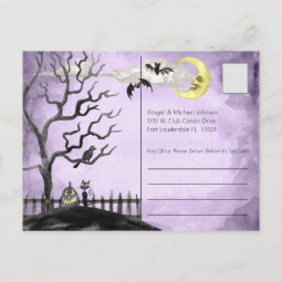 Spooky Halloween Costume Spooktacular Black Purple Postcard | Zazzle