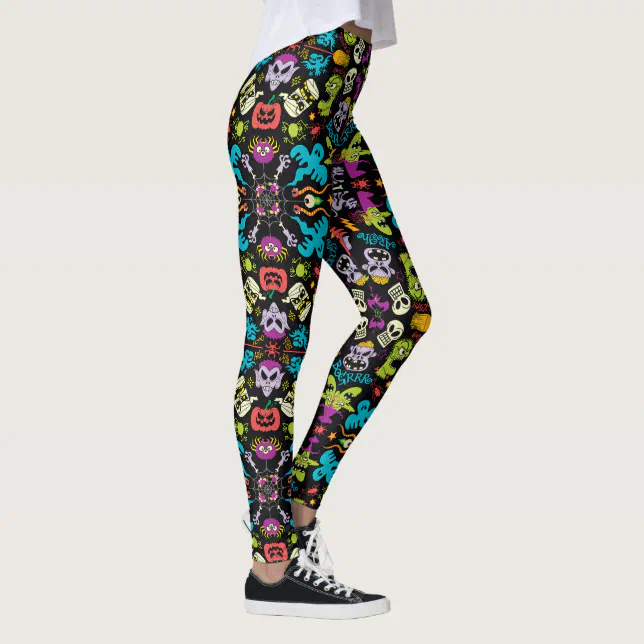 Spooky Halloween creatures in cool pattern design Leggings | Zazzle