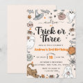 Spooky Halloween Cute Ghost 3rd Birthday Party Invitation | Zazzle