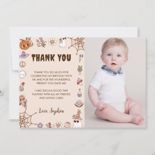 Spooky Halloween Cute Ghost Photo Thank You Card | Zazzle