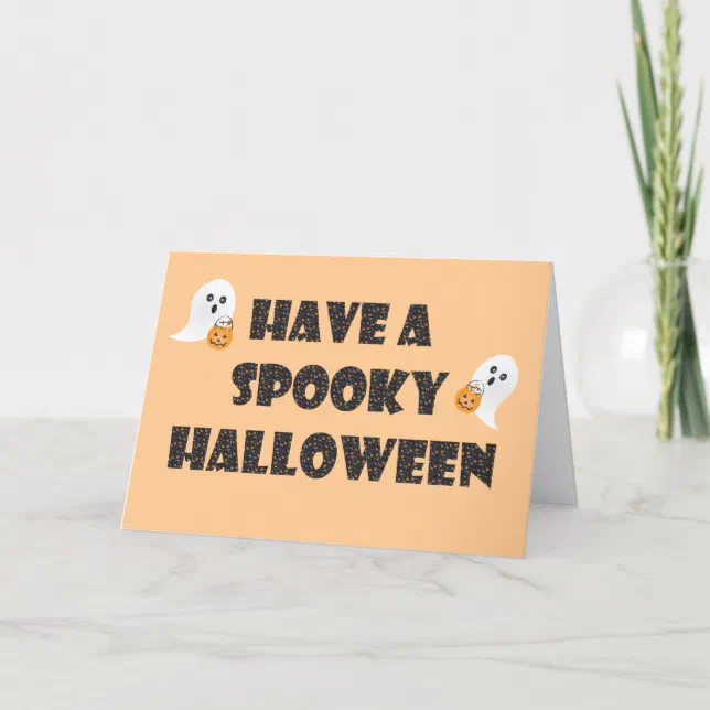 Spooky Halloween Ghosts Halloween Candy Orange Holiday Card | Zazzle