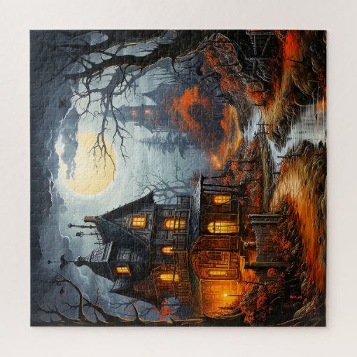 Spooky Halloween Haunted House Jigsaw Puzzle | Zazzle